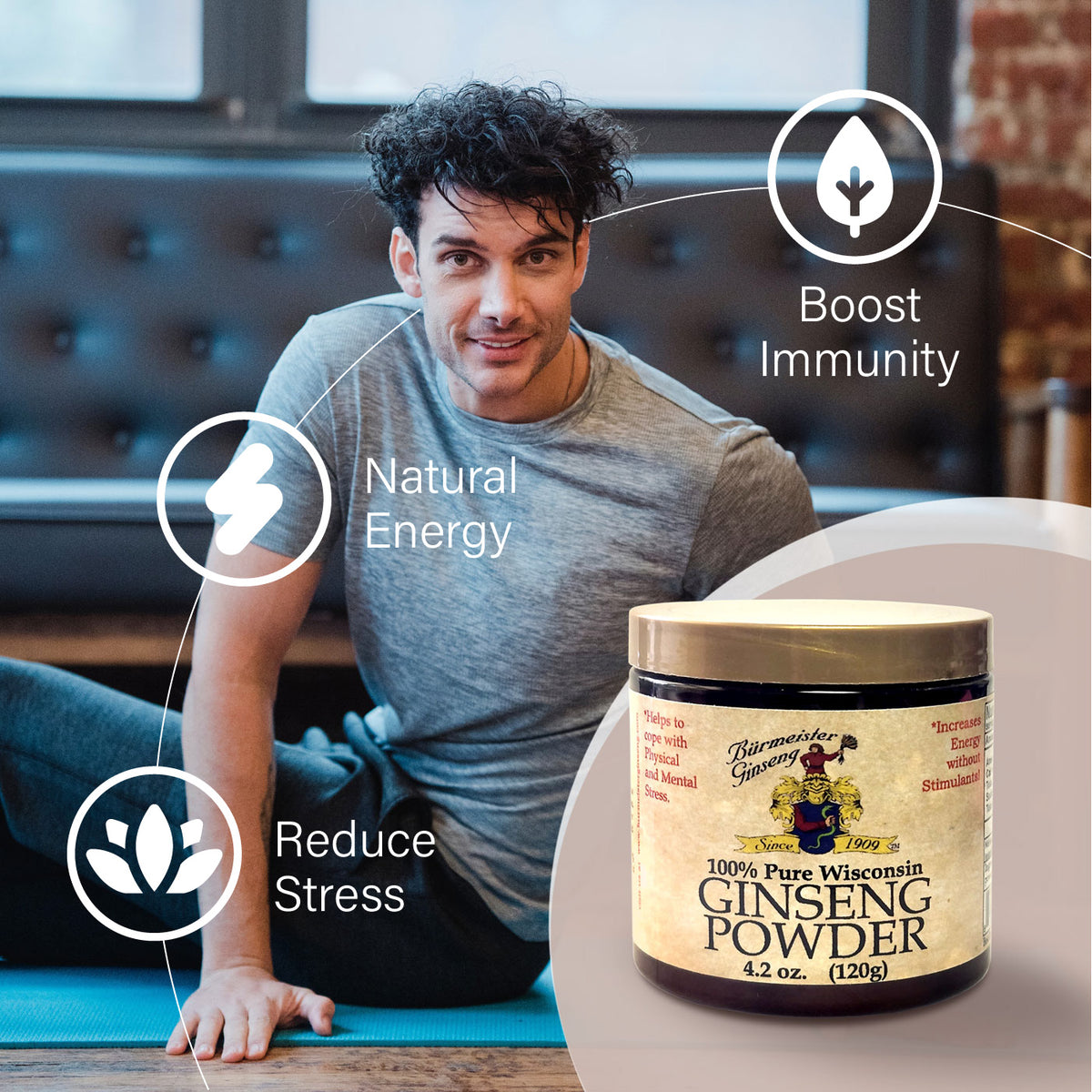 Pure Ginseng Powder 4.2oz (60 servings), 100% Pure American Wisconsin ...